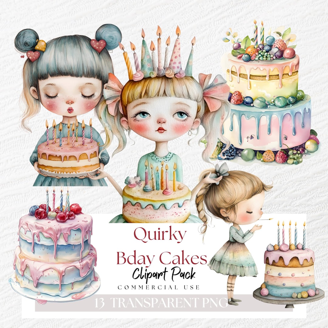 Quirky Birthday Cake Clipart, Funny Bday Cake, Whimsical Bday Party Png ...