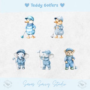 Golf Baby Shower Clipart, Cute Blue Sports Baby Shower Clip Art, Golf ...