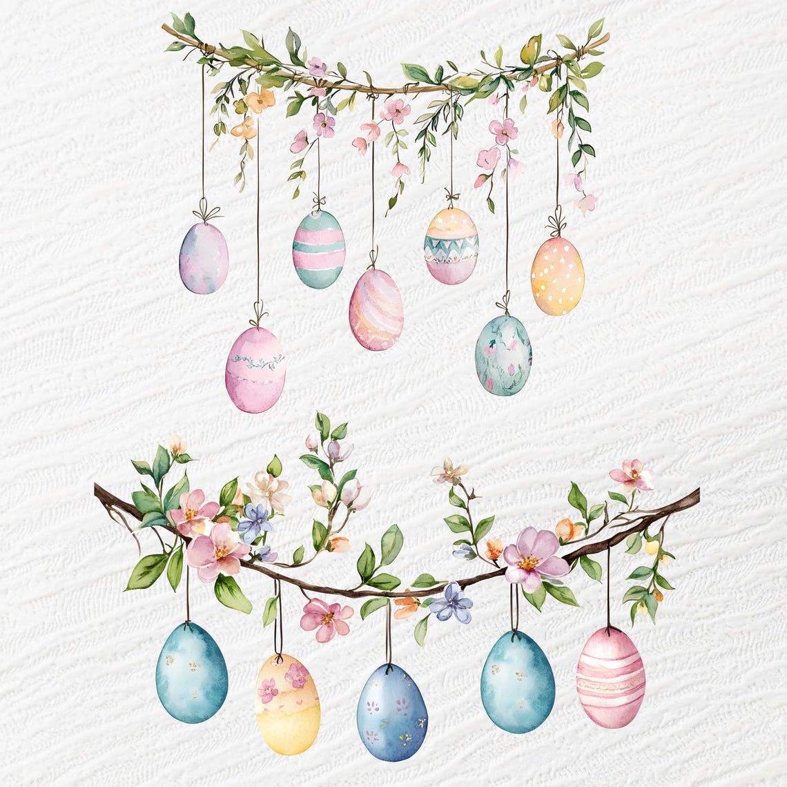 Easter Egg Border Frame Clip Art, Hanging Garland Clipart, Easter Eggs ...