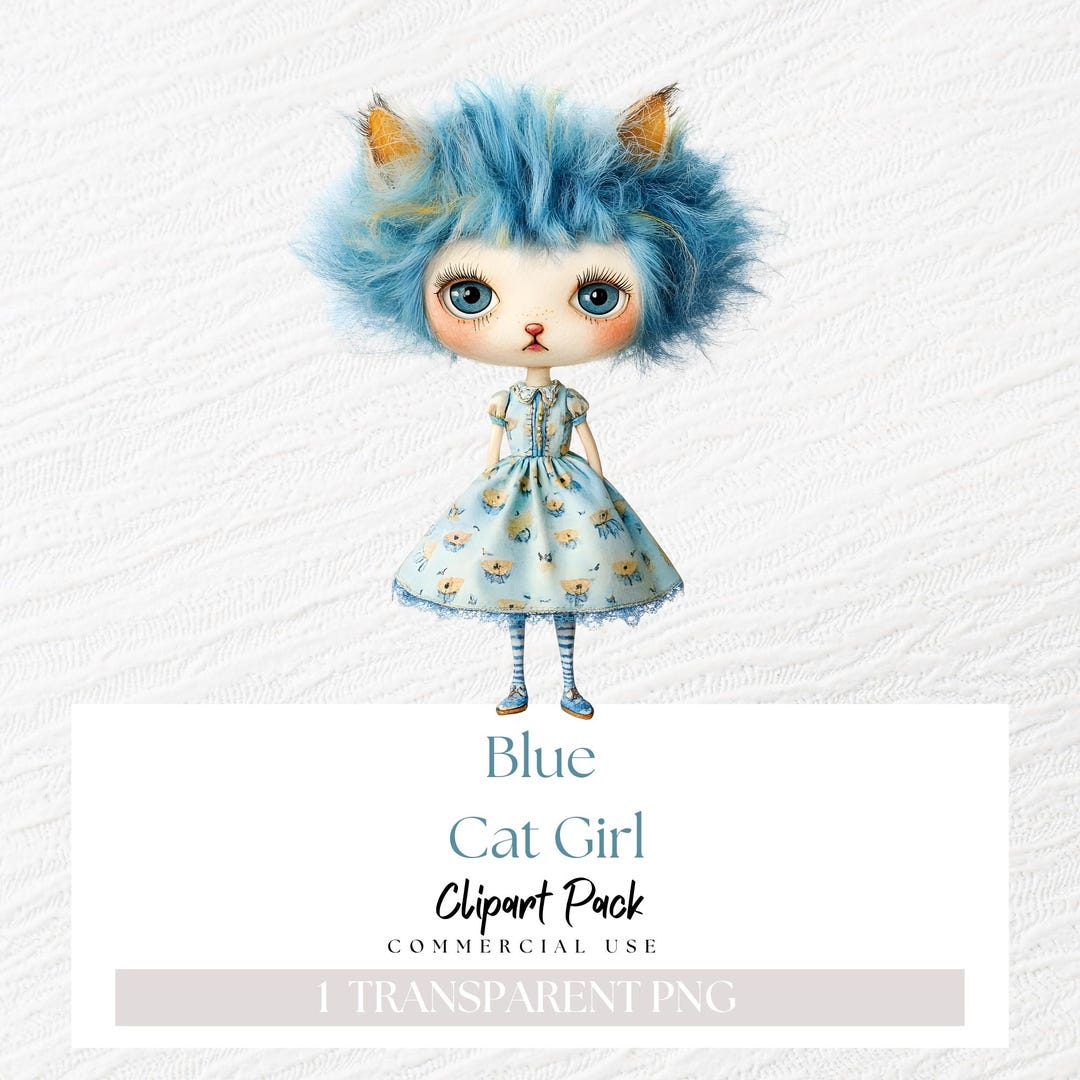 Blue Cat Girl, Frazzled Cat Clipart, Paperdoll Clip Art, Beehive Hair ...