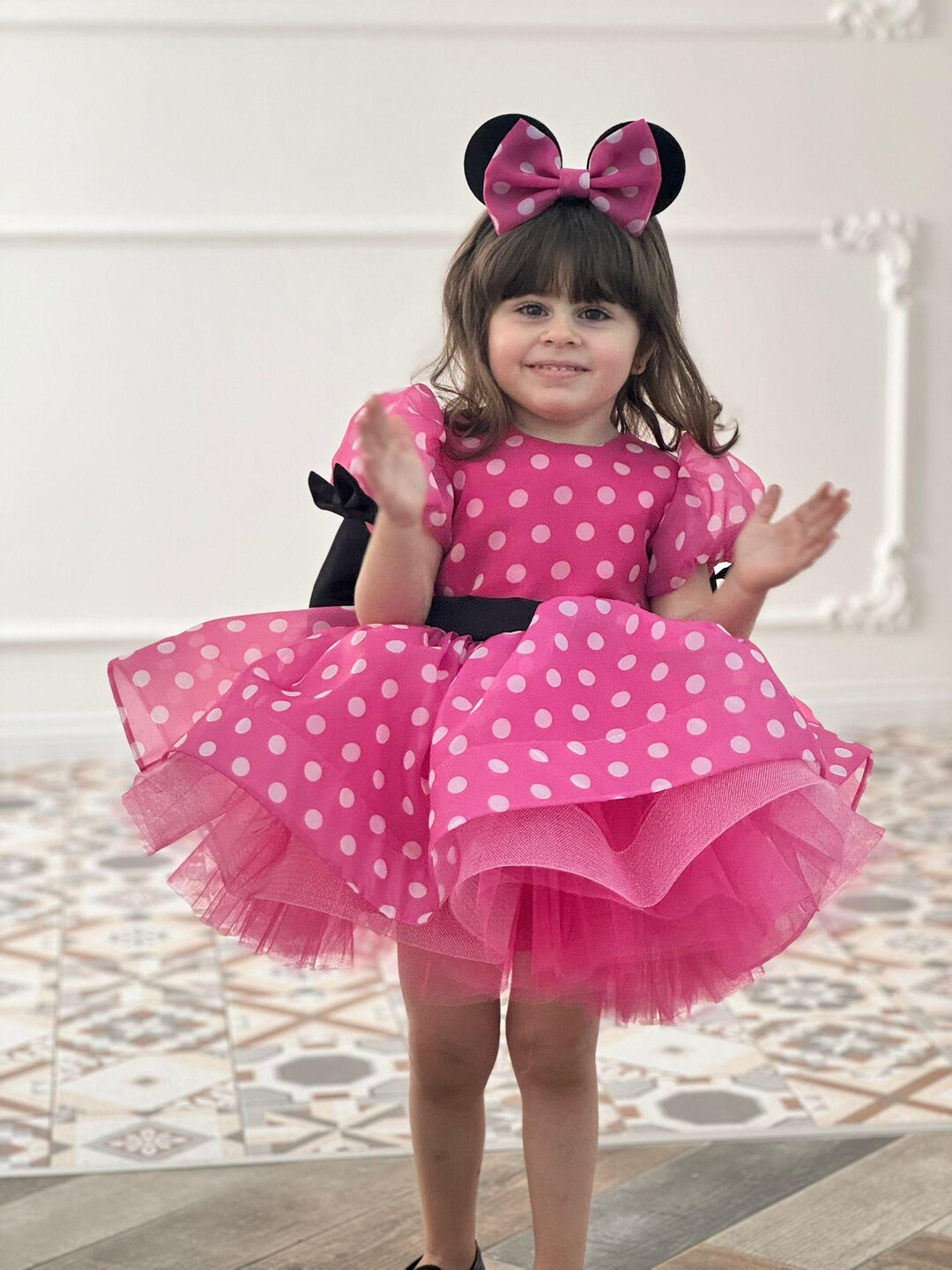 Hot Pink Minnie Mouse Tutu Dress: Polka Dot 1st Birthday Costume - Etsy