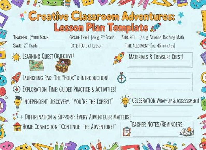 Lesson Plan - Classroom Adventures! - Etsy