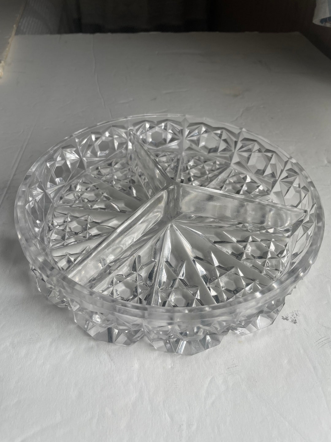 Cut Dish Relish Olives Dish 7 Inch Round Three Sections - Etsy