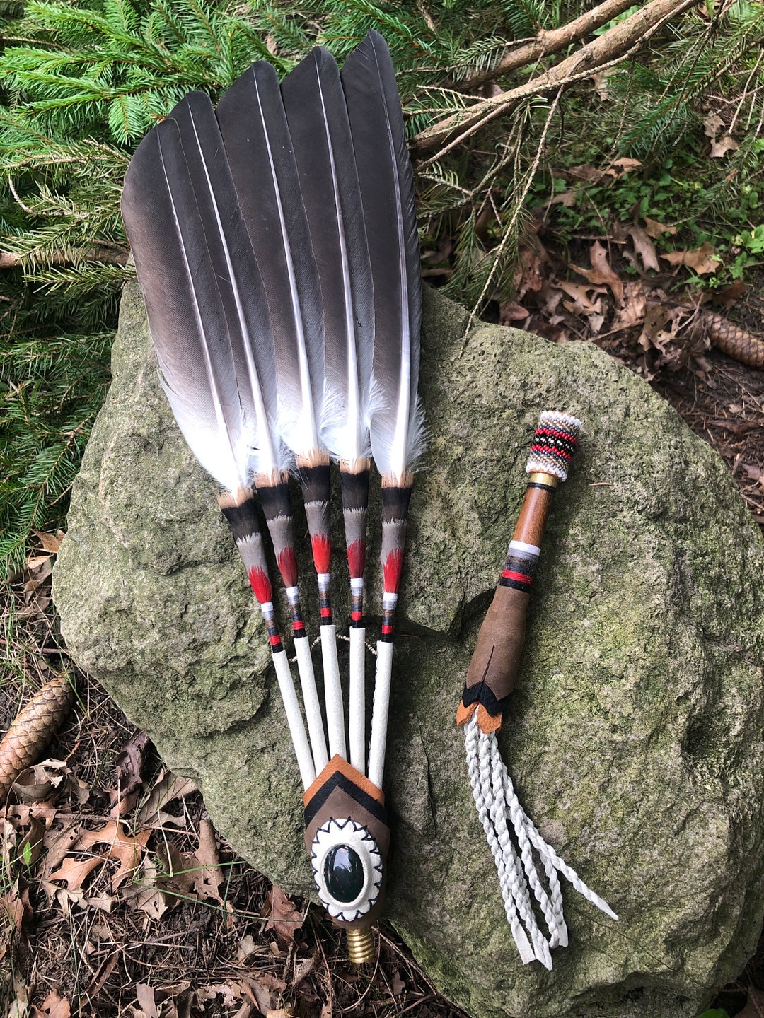 Eurasian Crane Feather Ceremonial Smudge Fan With Bloodstone Crystal - Etsy
