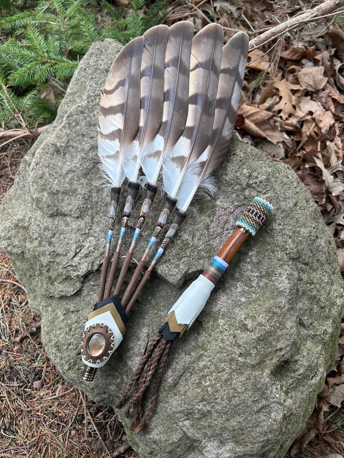Pallid Harrier Wing Feather W/mother of Pearl Ceremonial Smudge Fan - Etsy