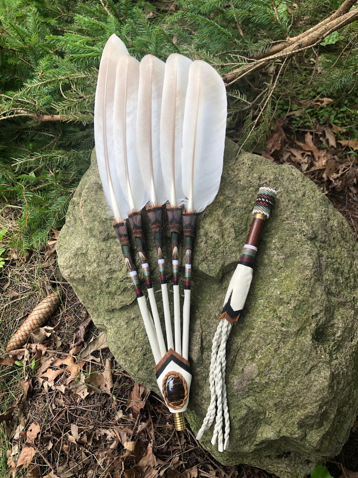 Mute Swan Feather Ceremonial Smudge Fan With Tiger's Iron Crystal - Etsy