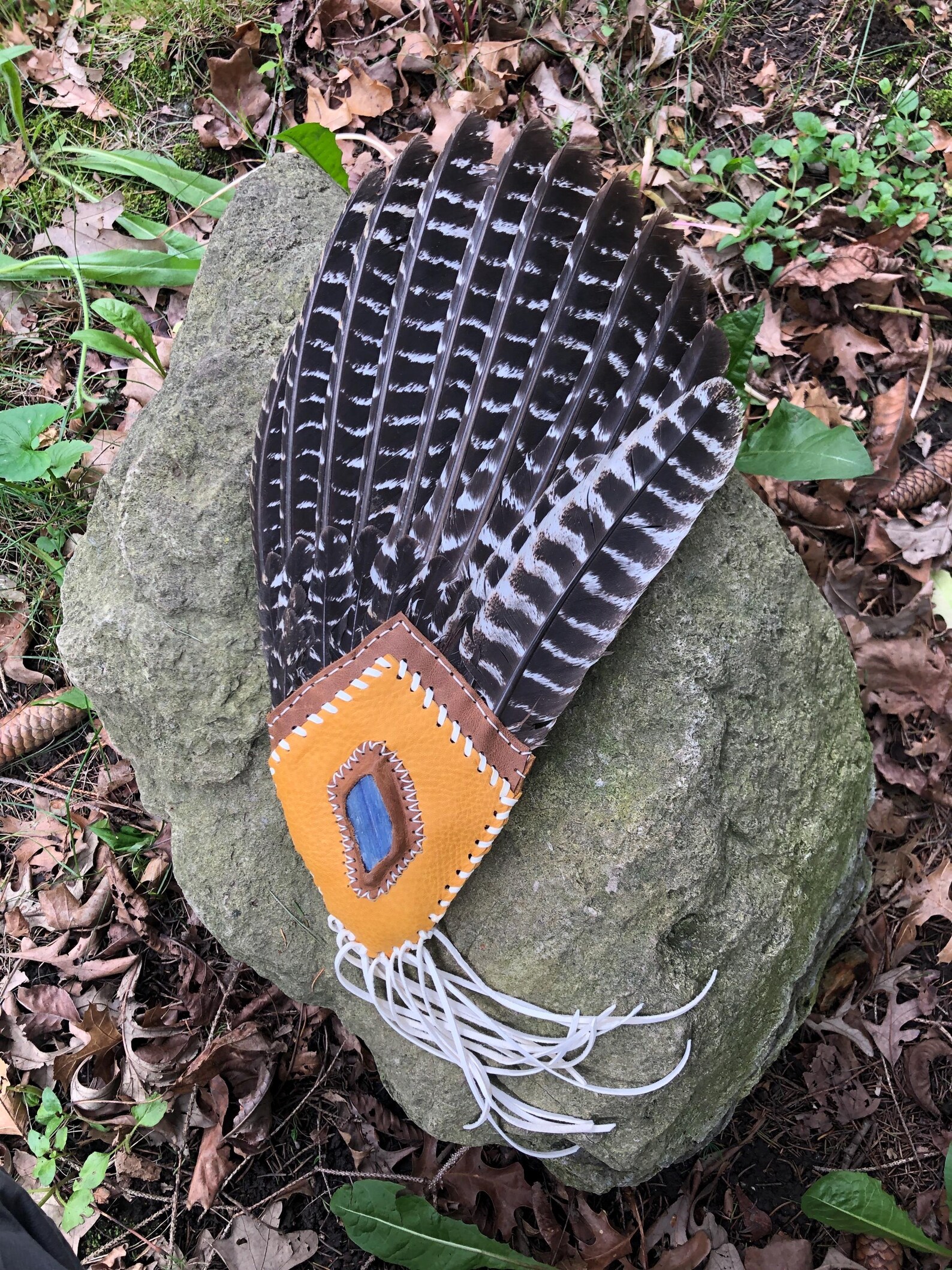 Turkey Wing Feather Ceremonial Smudge Fan With Blue Kyanite Crystal - Etsy