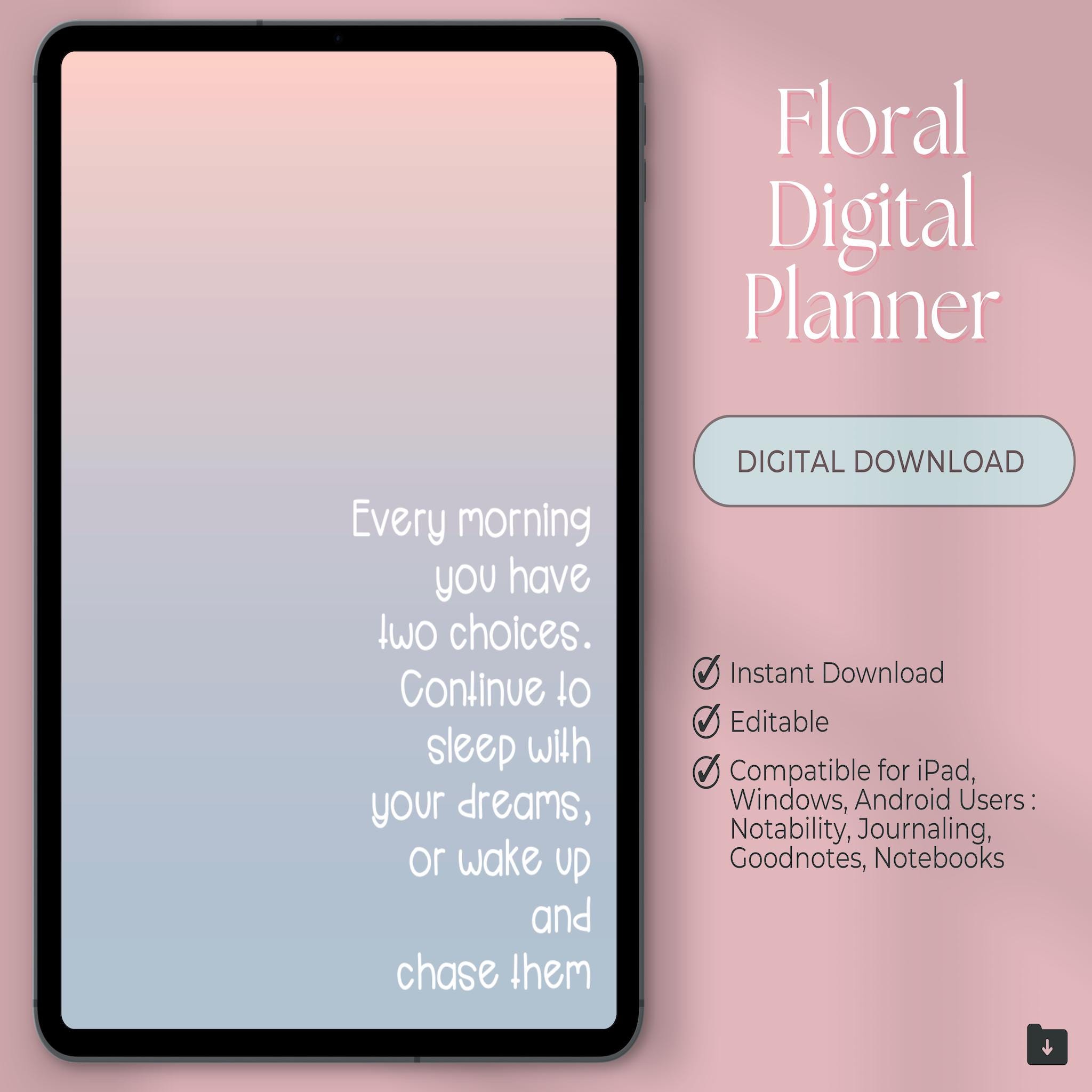 Floral Digital Planner, Goodnotes Planner, iPad Planner, Notability ...