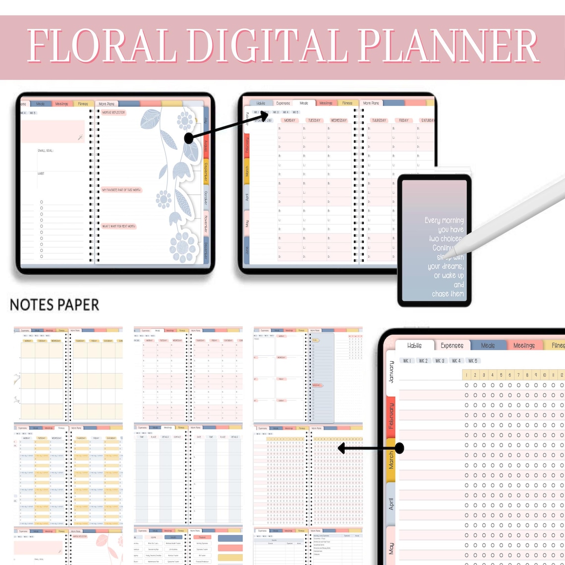 Floral Digital Planner, Goodnotes Planner, iPad Planner, Notability ...