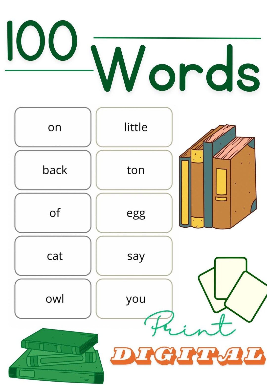 100 Reading Words Digital File Instant Download - Etsy