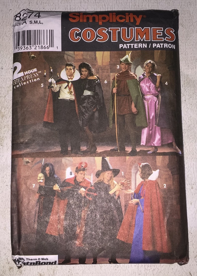 Simplicity Costumes 8274 Witch Vampiress Dracula Maid Marian - Etsy