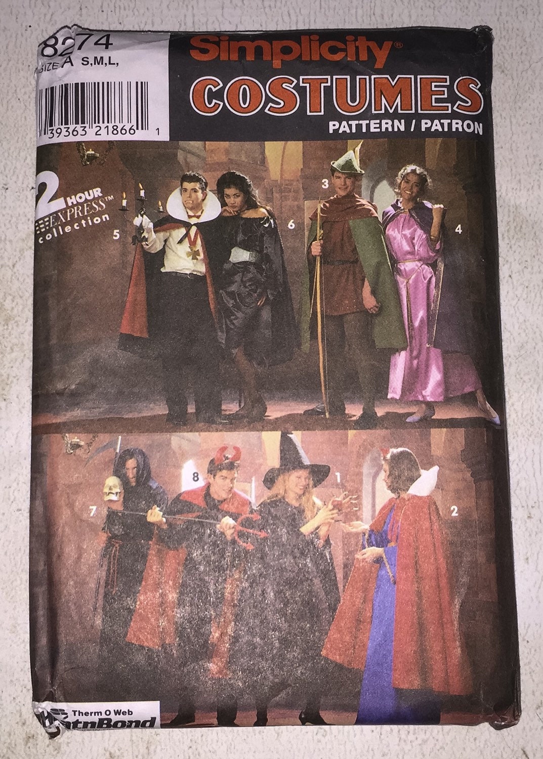 Simplicity Costumes 8274 Witch Vampiress Dracula Maid Marian - Etsy