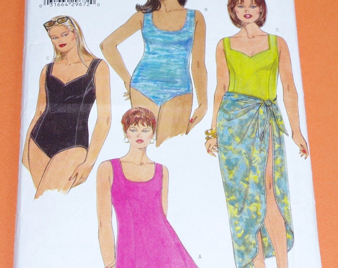 Butterick 6090 Swimsuit & Sarong Sewing Pattern Plus Size Womens Size ...