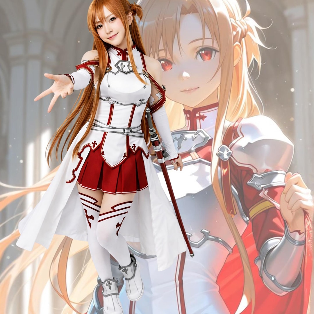 Anime Inspired Swordswoman White and Red Cosplay Costume | Armor Style ...