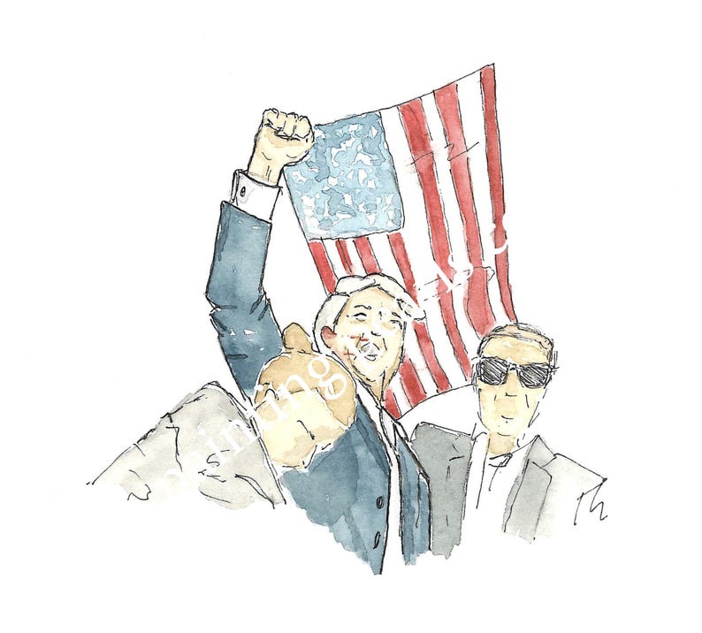 Donald Trump Miniature Art, Hand-painted, Watercolor With Sketch ...