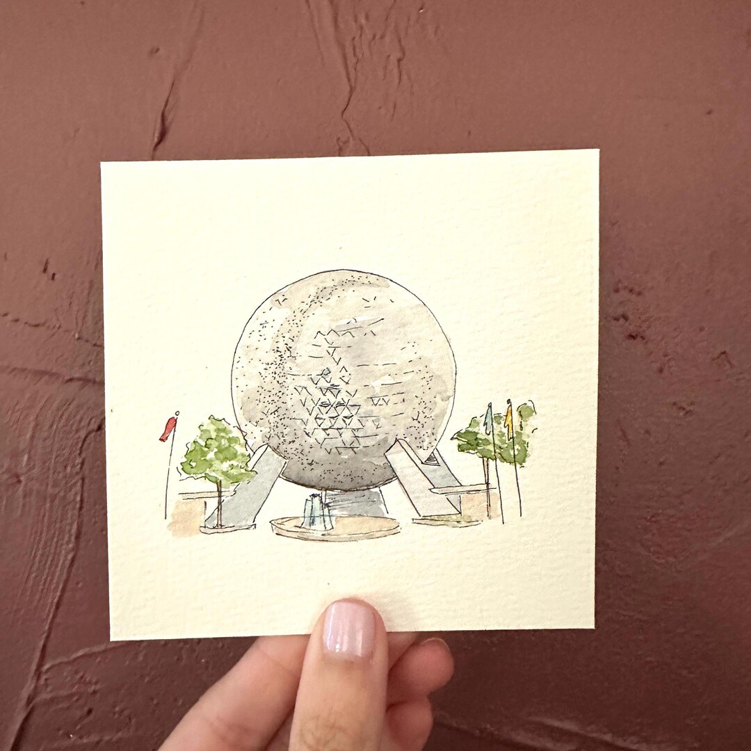 Disney World Miniature Art, Epcot, Hand-painted, Print of Watercolor ...