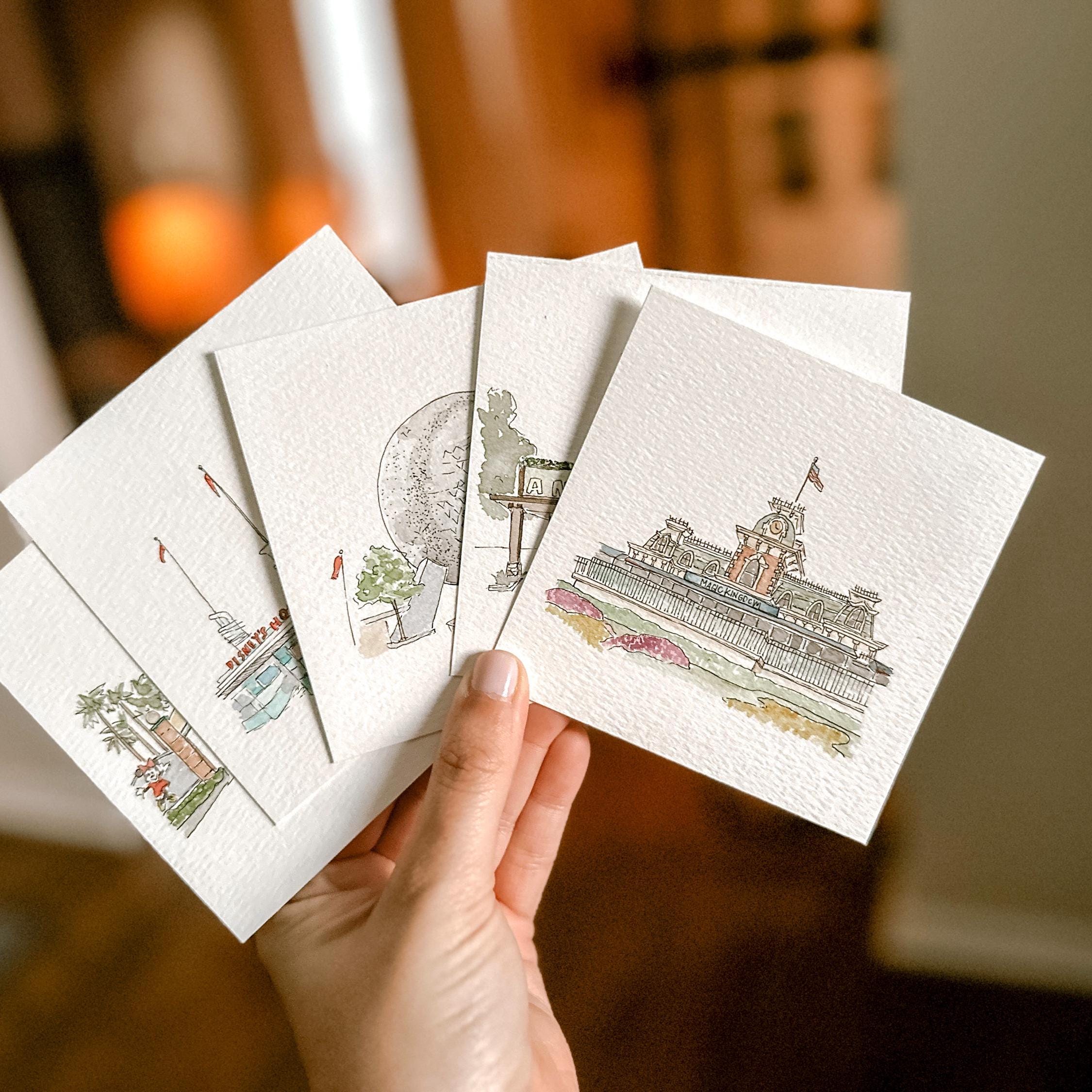 Disney World Miniature Art, Epcot, Hand-painted, Print of Watercolor ...