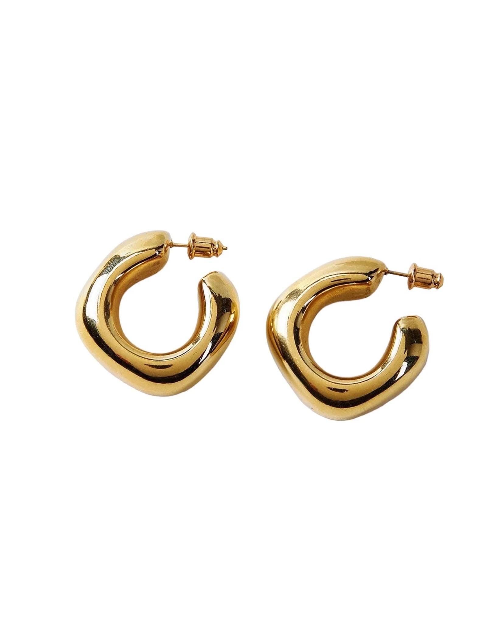 Statement Huggies Bold Hoop Earrings Trendy Chunky Hoop Thick Open ...