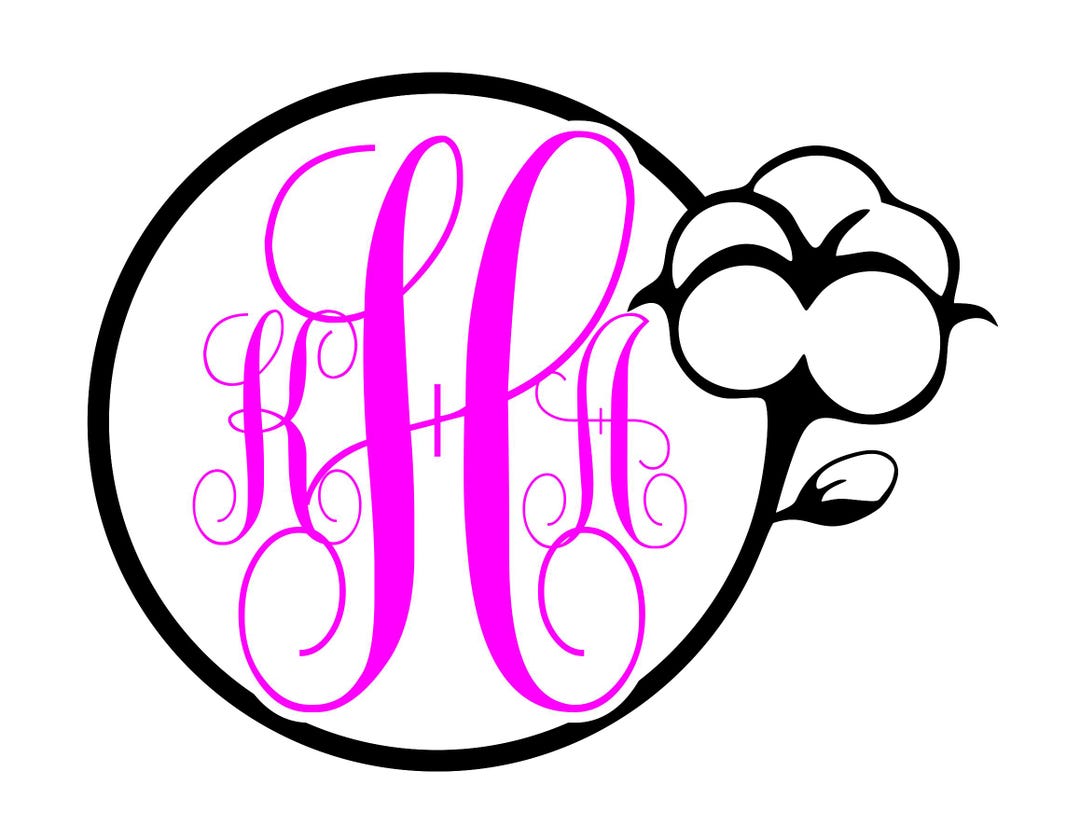Cotton Monogram Circle Vector Cut File for Cricut, Silhouette, Plotter ...