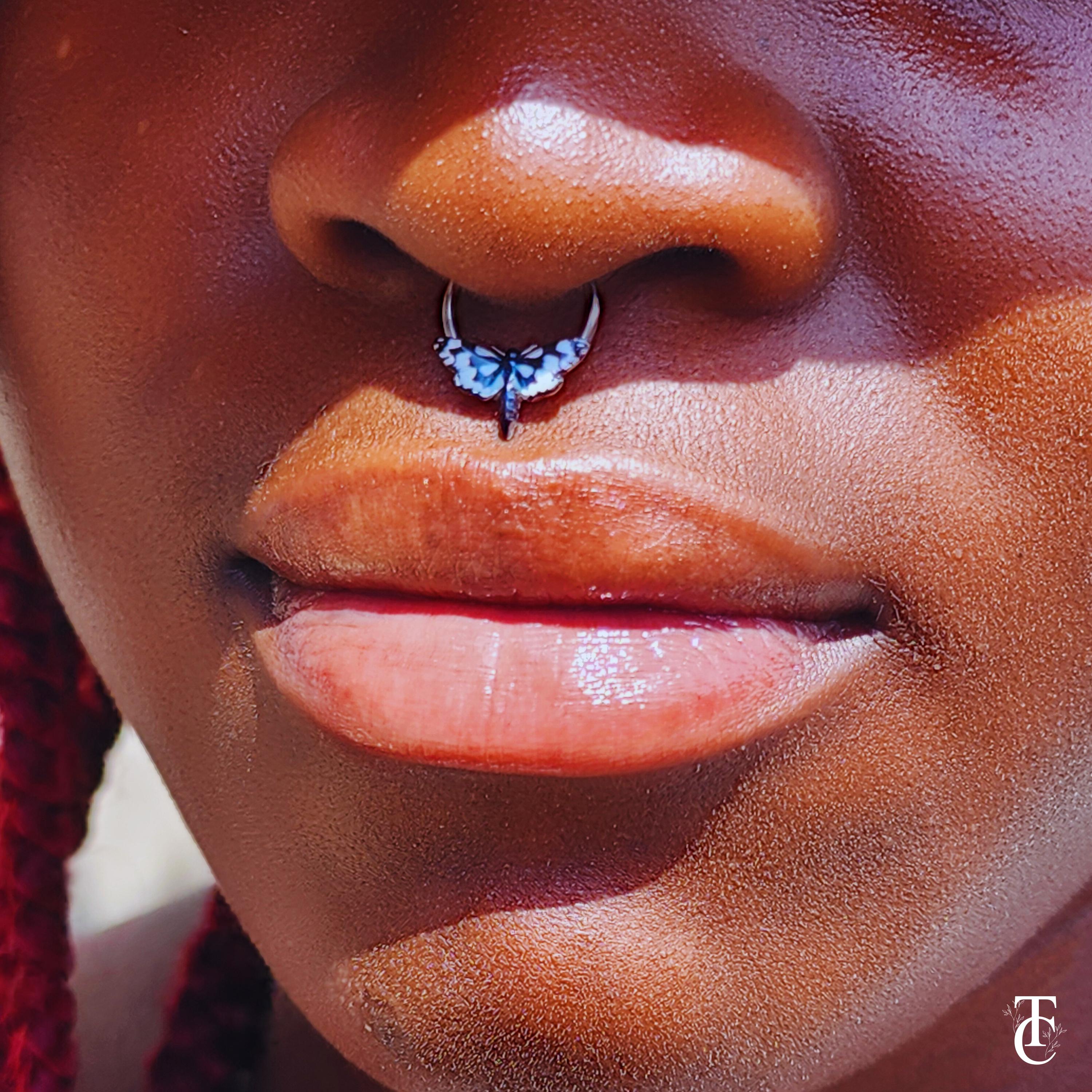 16G Moth Septum Ring | Stainless Steel Nose Piercing | Gothic Halloween ...