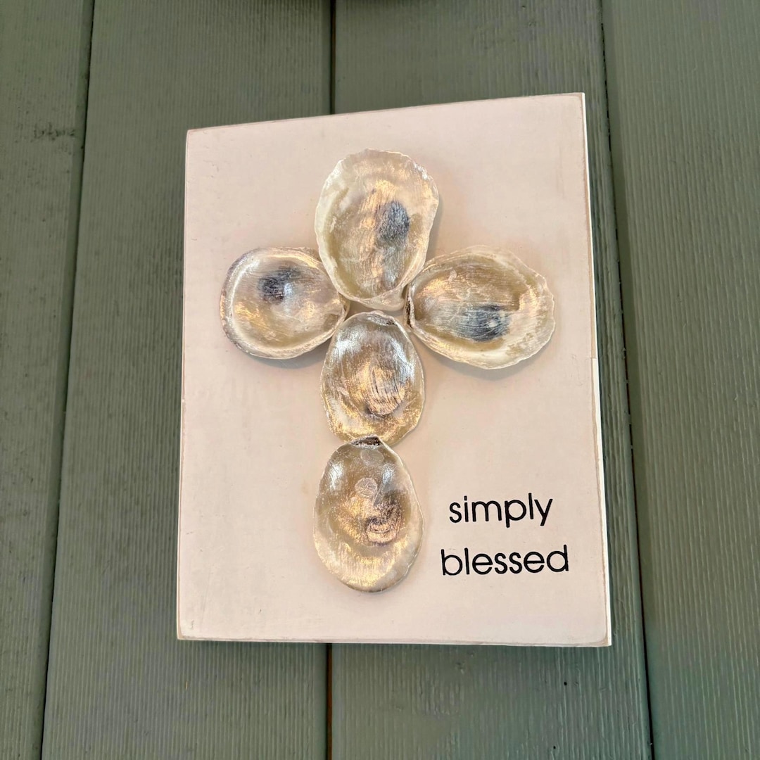 Oyster Shell Cross Wall Art: Coastal Beach Decor Plaque - Etsy