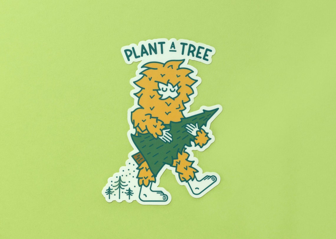Plant a Tree Sasquatch Vinyl Sticker - Etsy