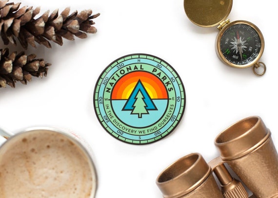 National Park Compass Sticker | Etsy