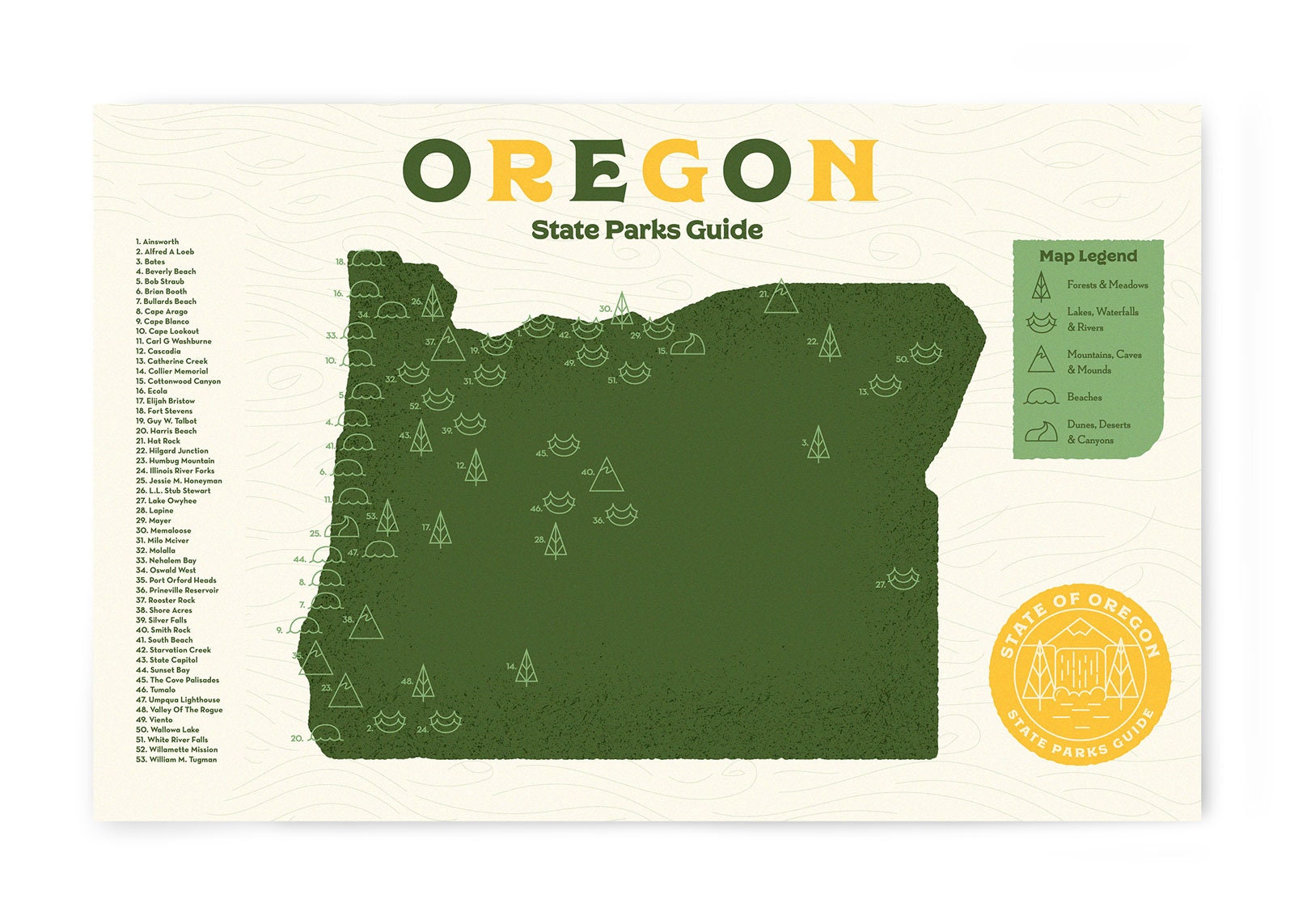 UPDATED 11x17 State Park Checklist With Stickers - Etsy