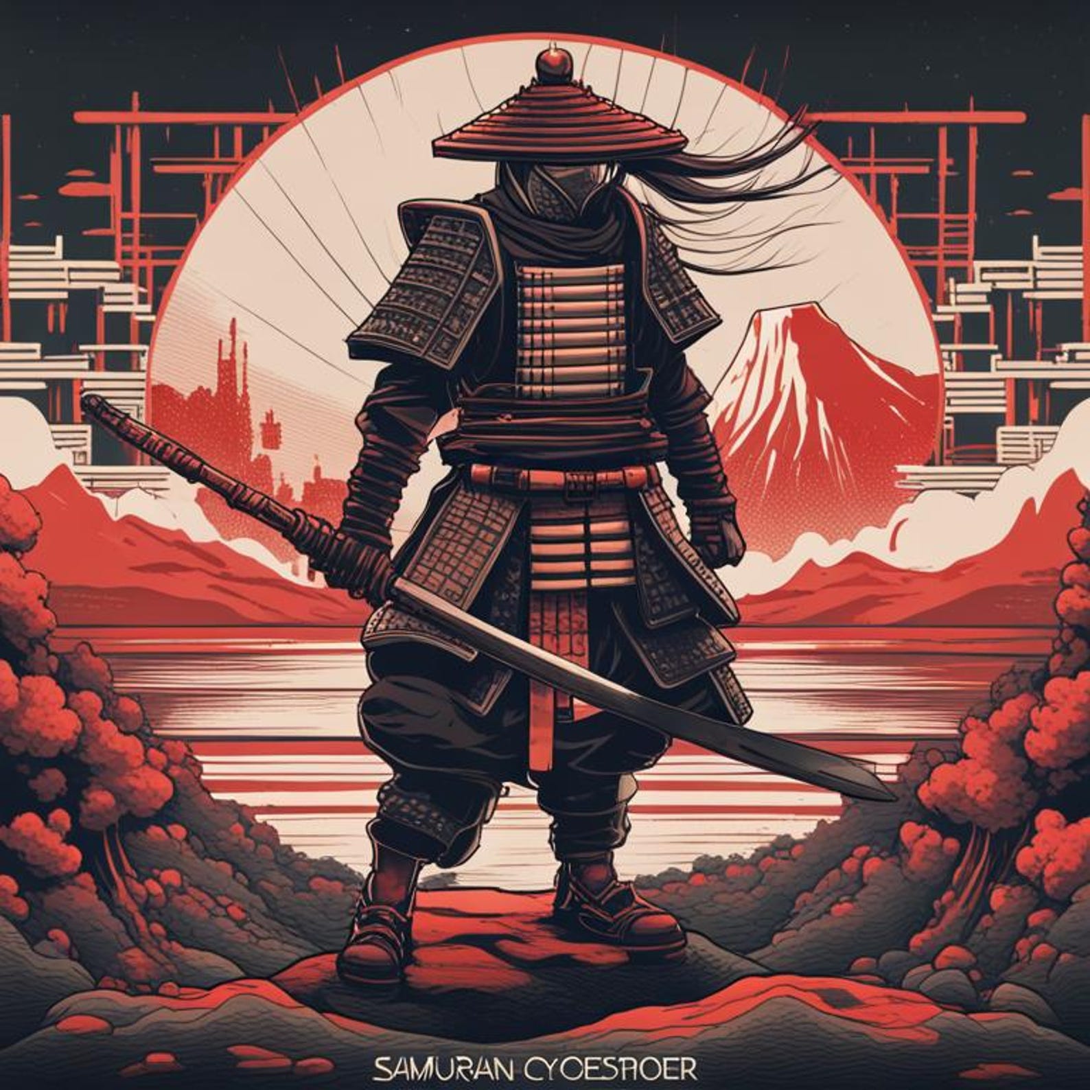 Japan Samurai X Futuristic Dystopian World Bundle PNG - Custom Apparel ...