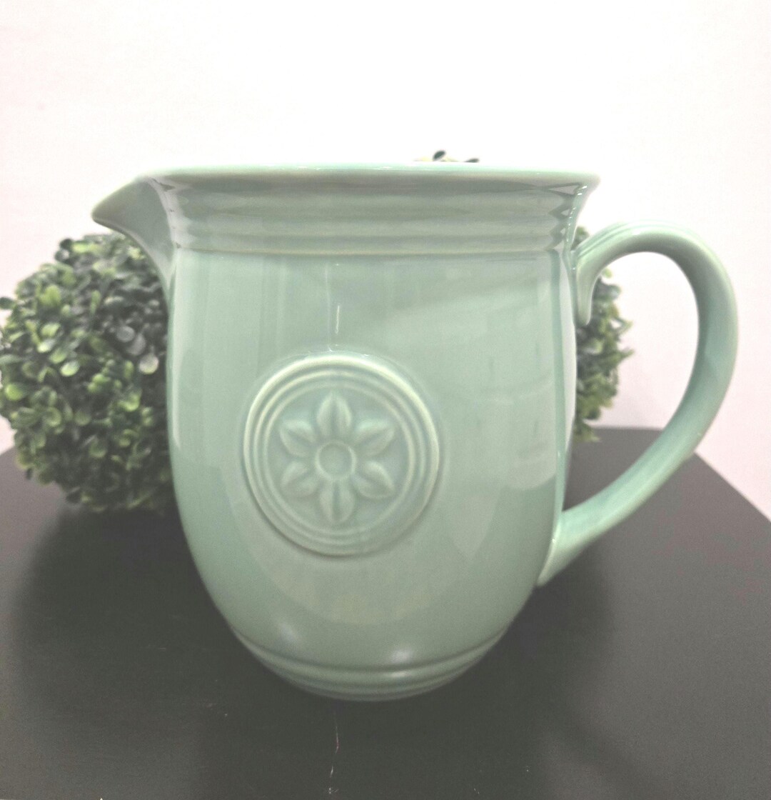 Vintage Oneida Willow Green "petals" Water Pitcher - Etsy