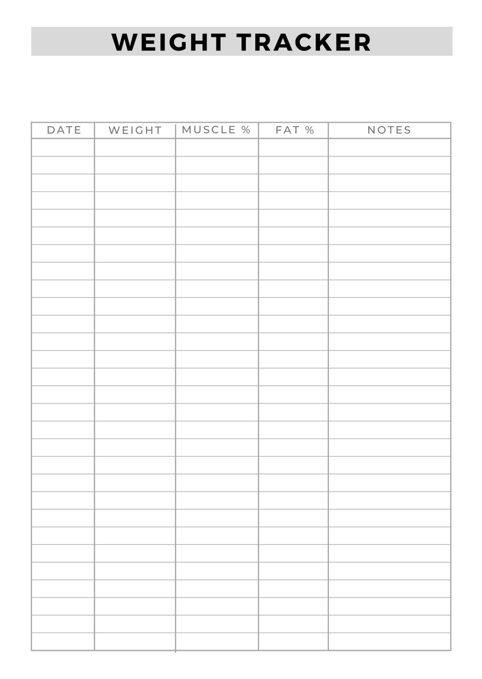 Printable Workout Log - Etsy