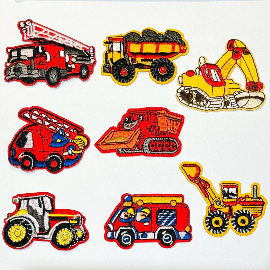 Set of 8 Truck Iron on Patch 2.8" Construction Vehicle Crane Patches ...