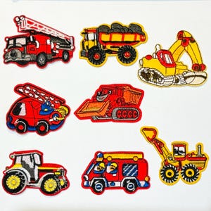 Set of 8 Truck Iron on Patch 2.8" Construction Vehicle Crane Patches Crane Truck Iron on Patch ...