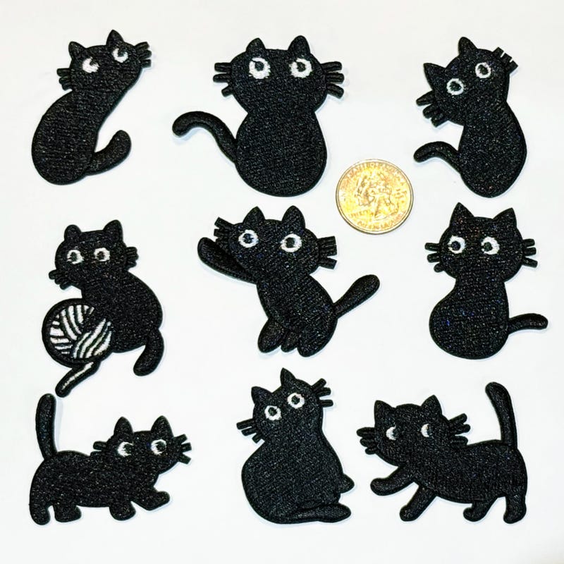 Black Cat Iron on Patches - Etsy