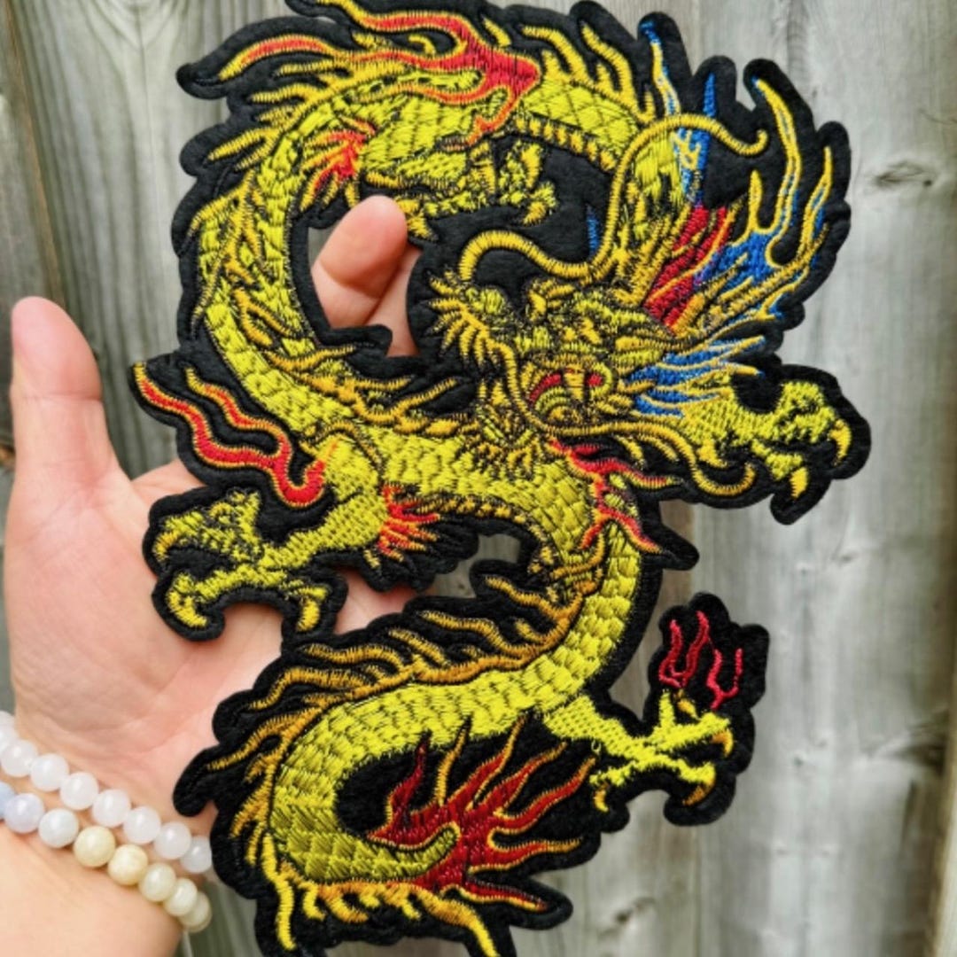 Large Dragon Iron on Patch 9" Embroidered Dragon Patch Dragon Badge ...