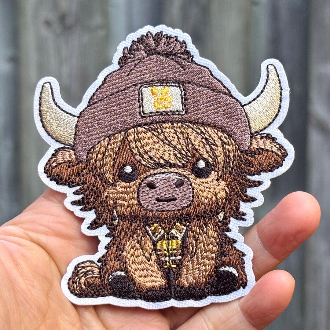 Baby Highland Cattle Iron on Patch 3.55" Embroidered Baby Highland Cow ...