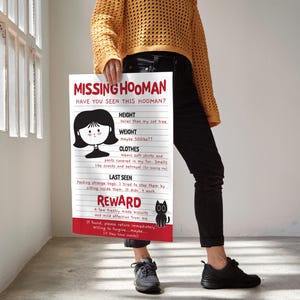 Missing Hooman Poster | Funny Cat Flyer | Lost Human Poster | Cat Humor ...