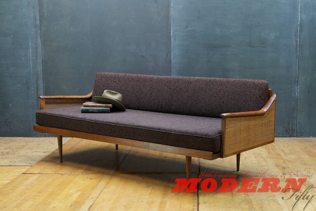 SOLD - 1960s Mid-century Craftsman Daybed Walnut Knobby Wool Modern50 ...
