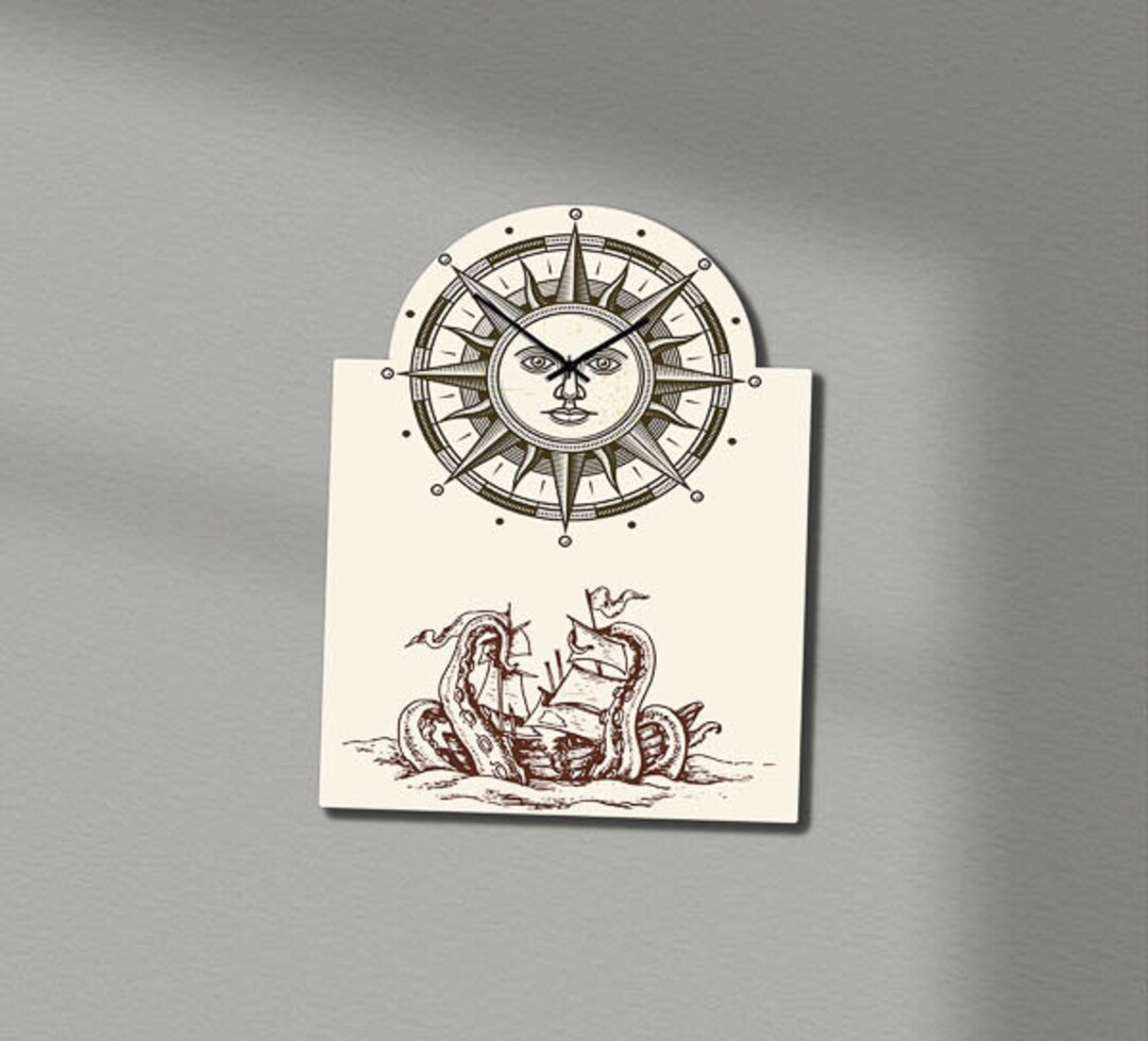 Ship and Kraken Metal Bar Clock - Etsy