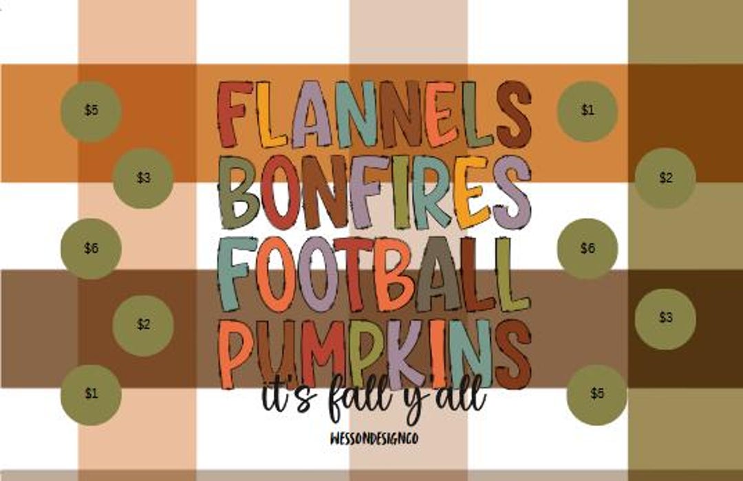 A5 Flannel, Bonfire, Football, Pumpkin Sinking Fund Saving Challenge ...