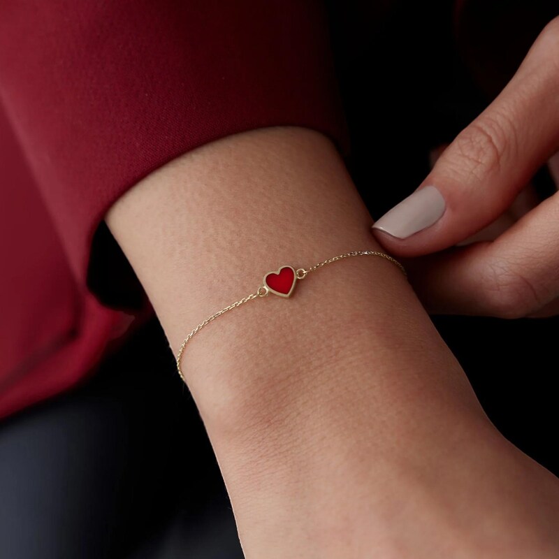 Red Heart Bracelet - Etsy