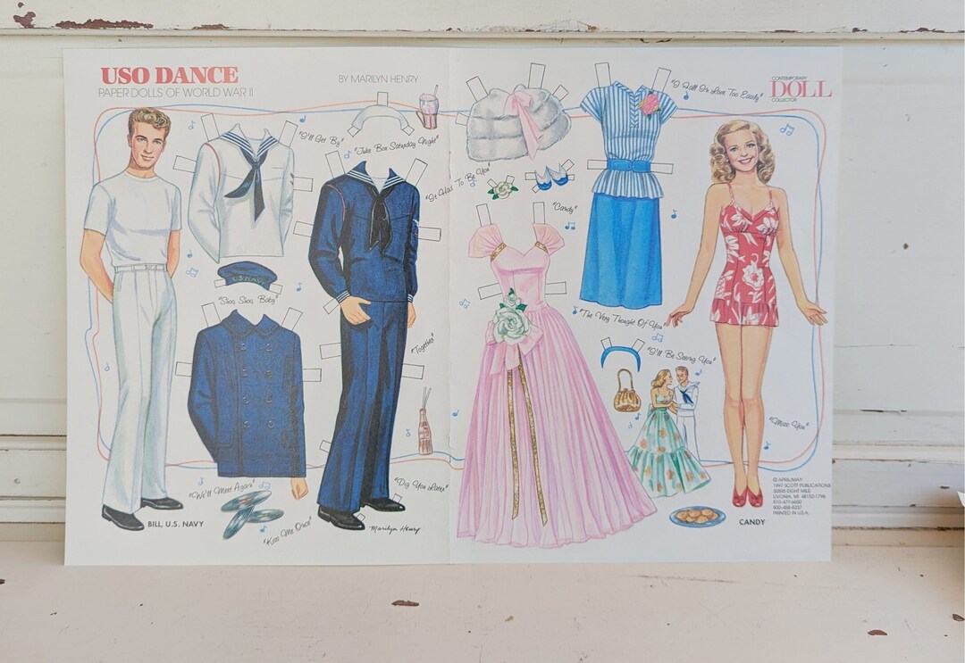 Vintage Paper Doll Pages | USO Dance Paper Dolls of World War II ...