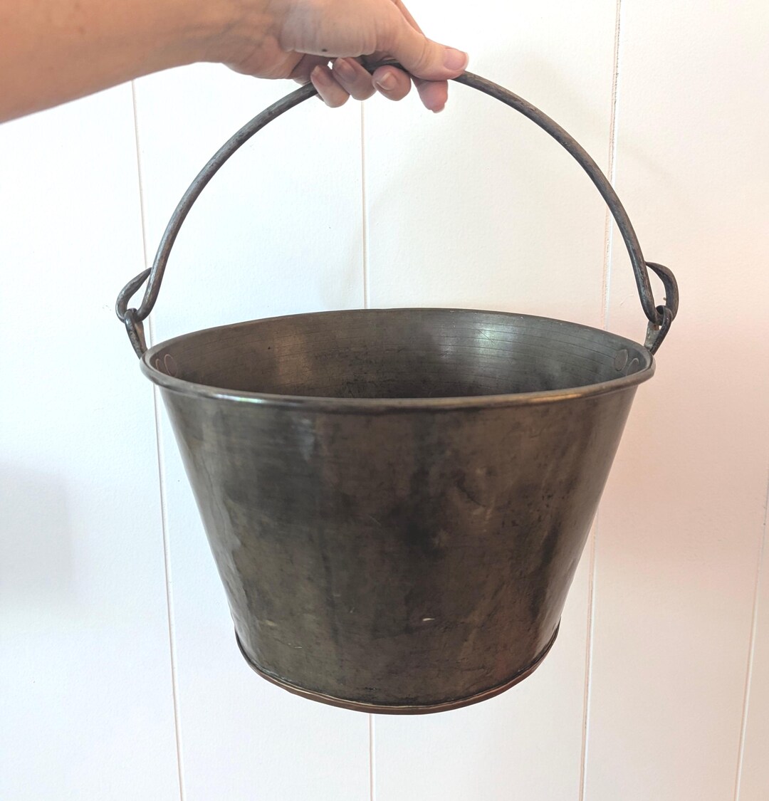 Antique Brass Bucket 1800s Hand-forged Brass Pail Rustic Farmhouse ...