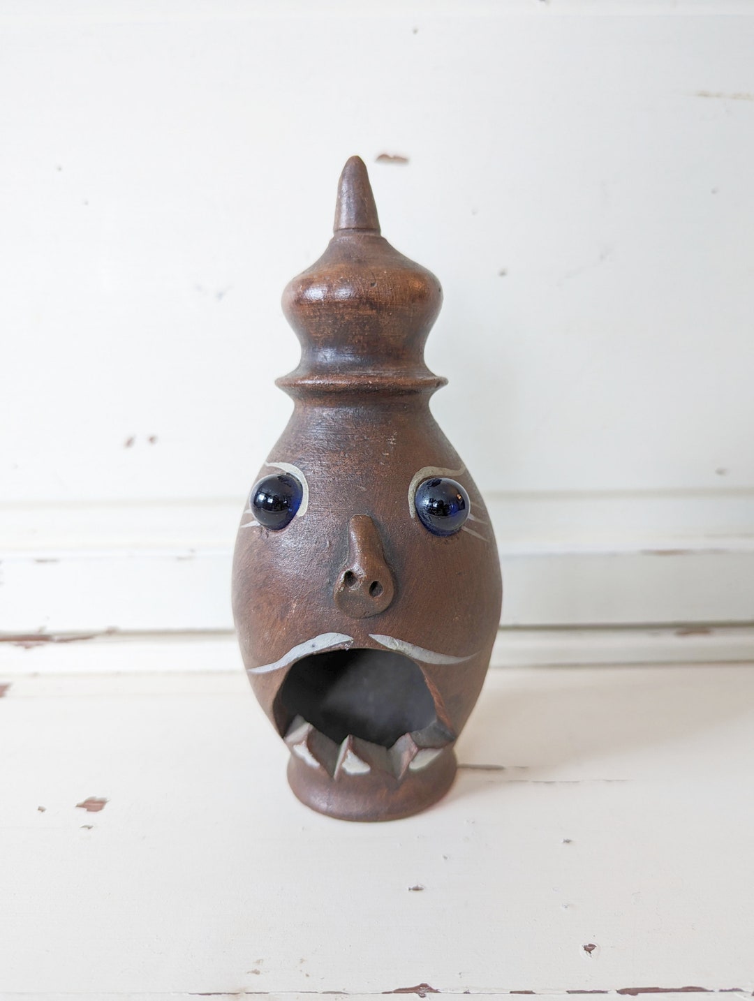Vintage Hand Sculpted Mexican Chiminea Tealight Candle Holder or ...