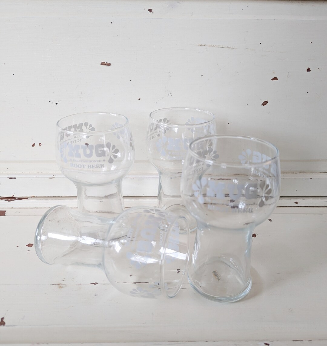 Mug Old Fashioned Root Beer Glasses, Set of Four With White Lettering ...