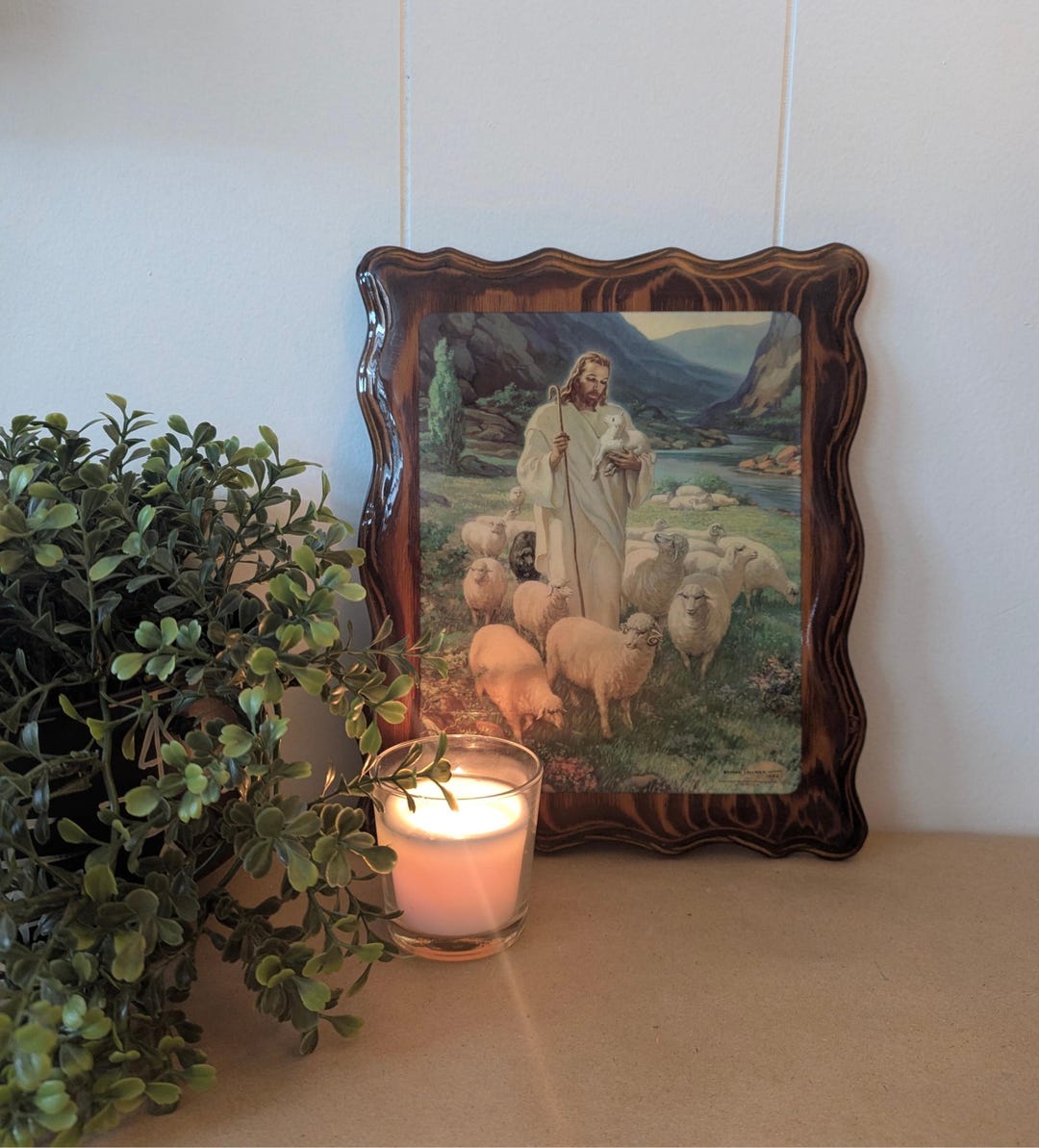 Vintage Jesus the Good Shephard Religious Wall Hanging 1942 Warner ...