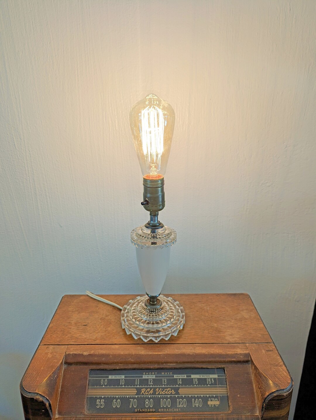 Vintage Cottagecore Lamp Small Pink and Glass Table Lamp Shabby Chic ...