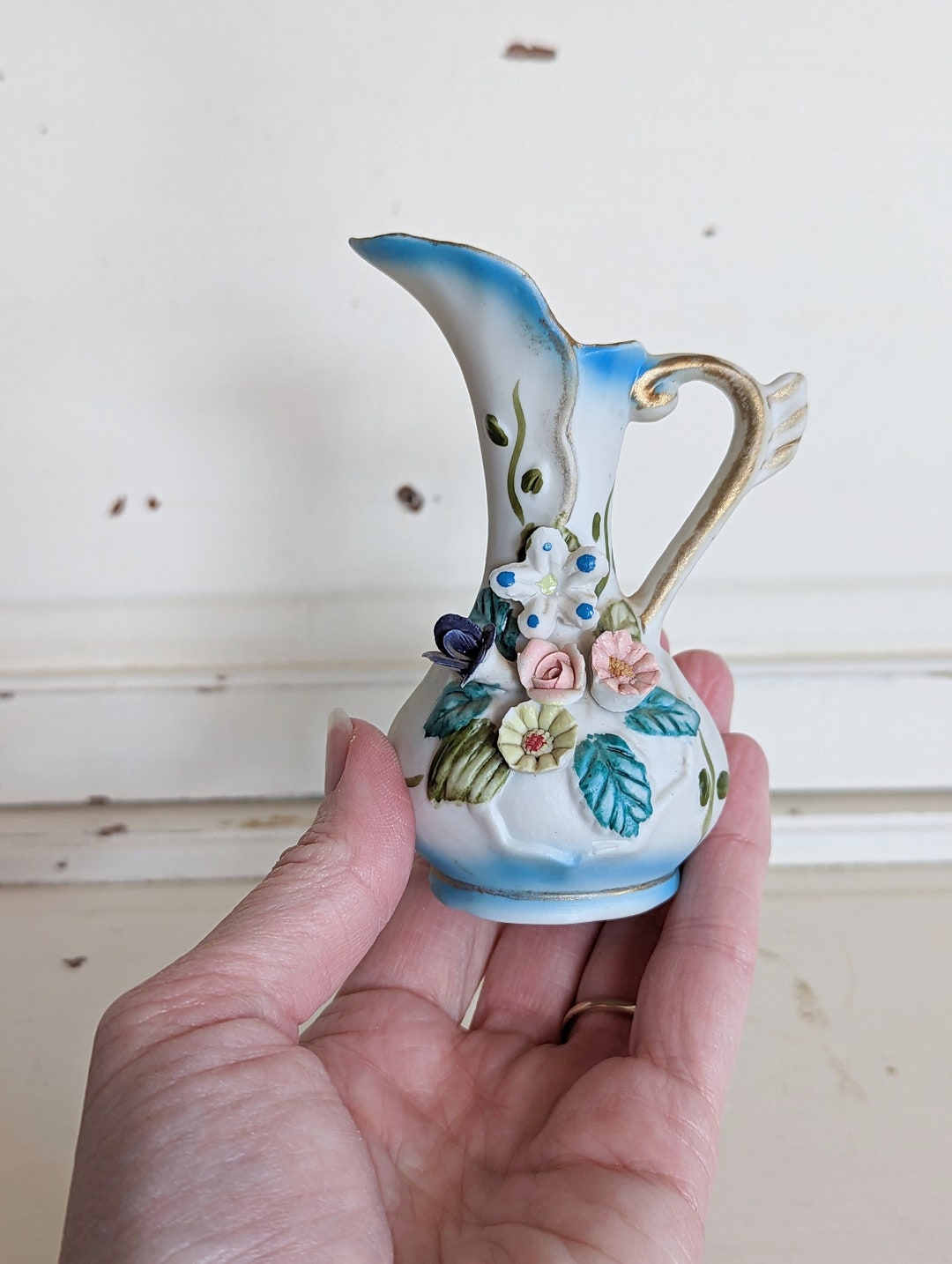 Small Ceramic Floral Pitcher - Etsy