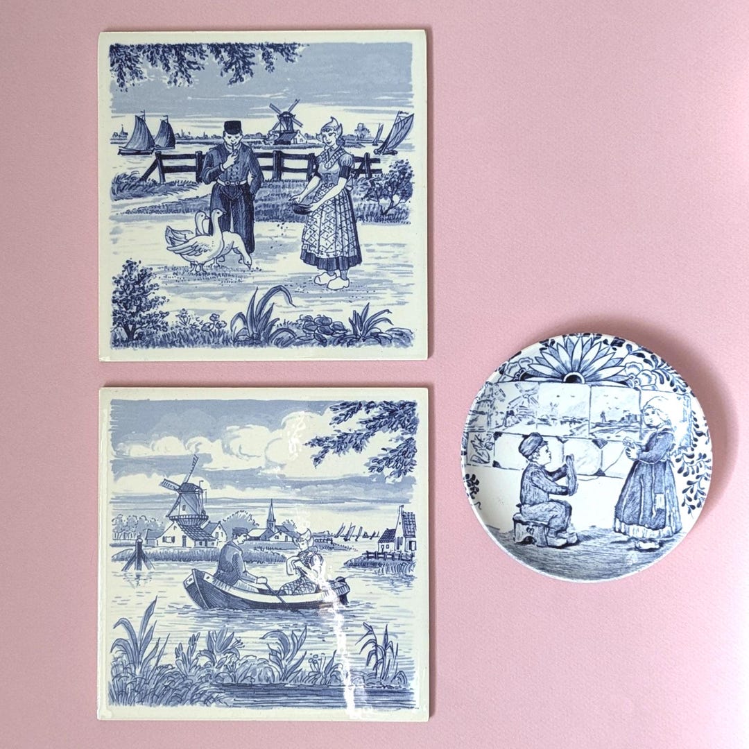 Vintage Delft Tile for Kitchen Backsplash Hand Painted in Holland Blue ...