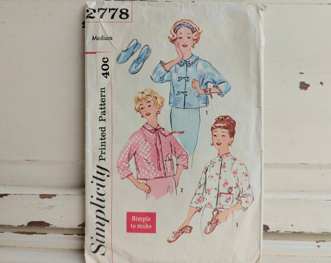 1950s Bed Jacket & Slippers Sewing Pattern, Women's Medium Vintage ...